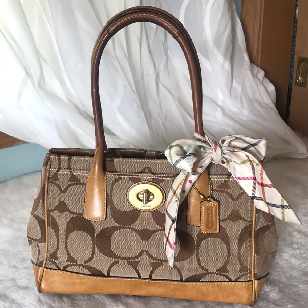 Coach Madeline 12463 Tan Signature Fabric Satchel - Gem